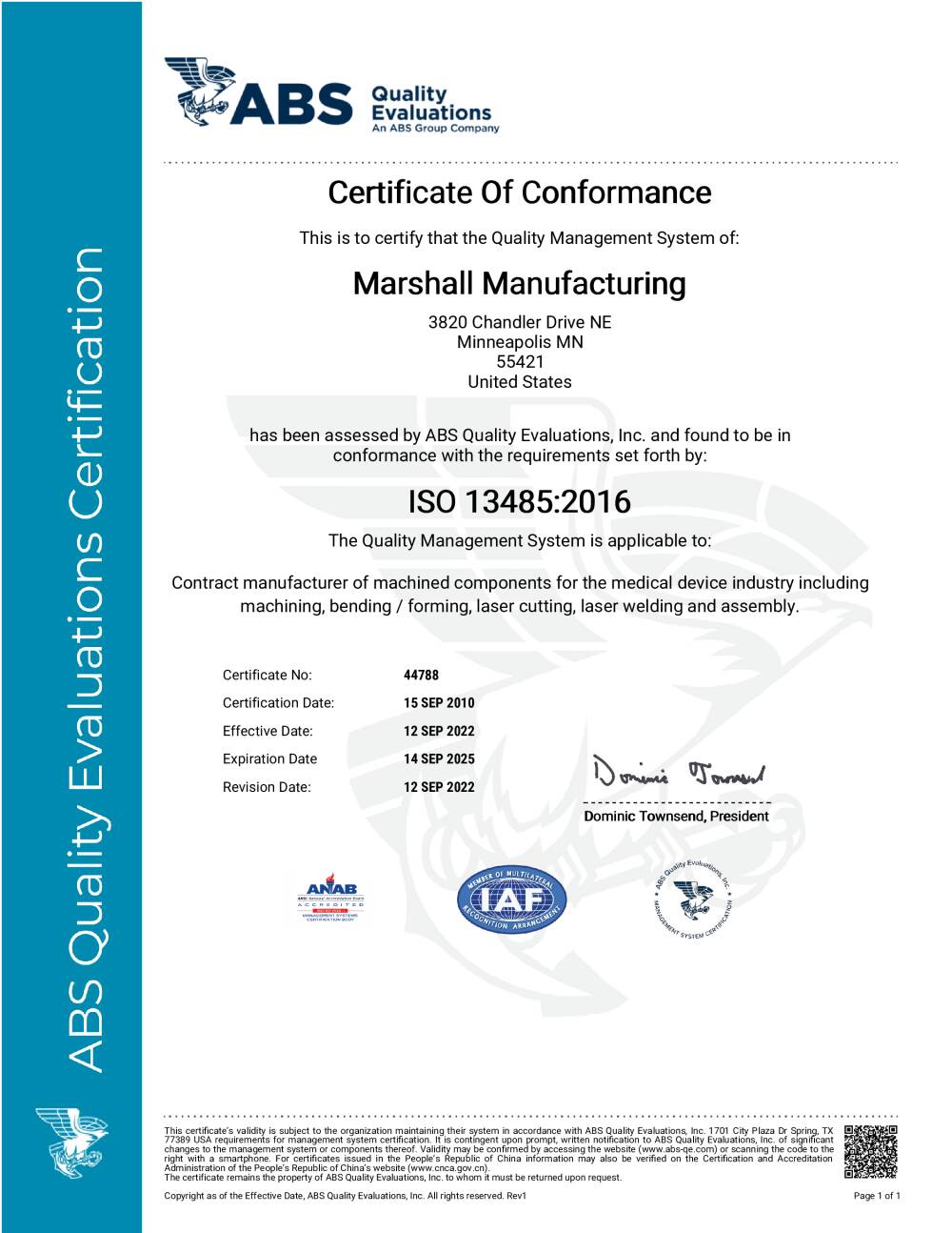 Quality - Marshall Manufacturing - Medical Device Manufacturing